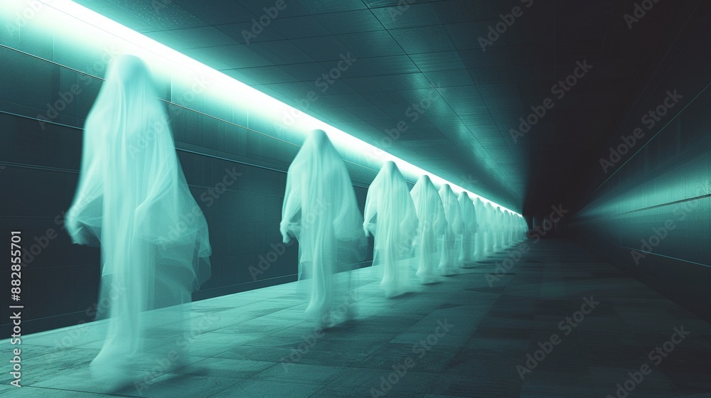 Virtual ghostly apparitions in an imaginative cyber landscape, ethereal ...