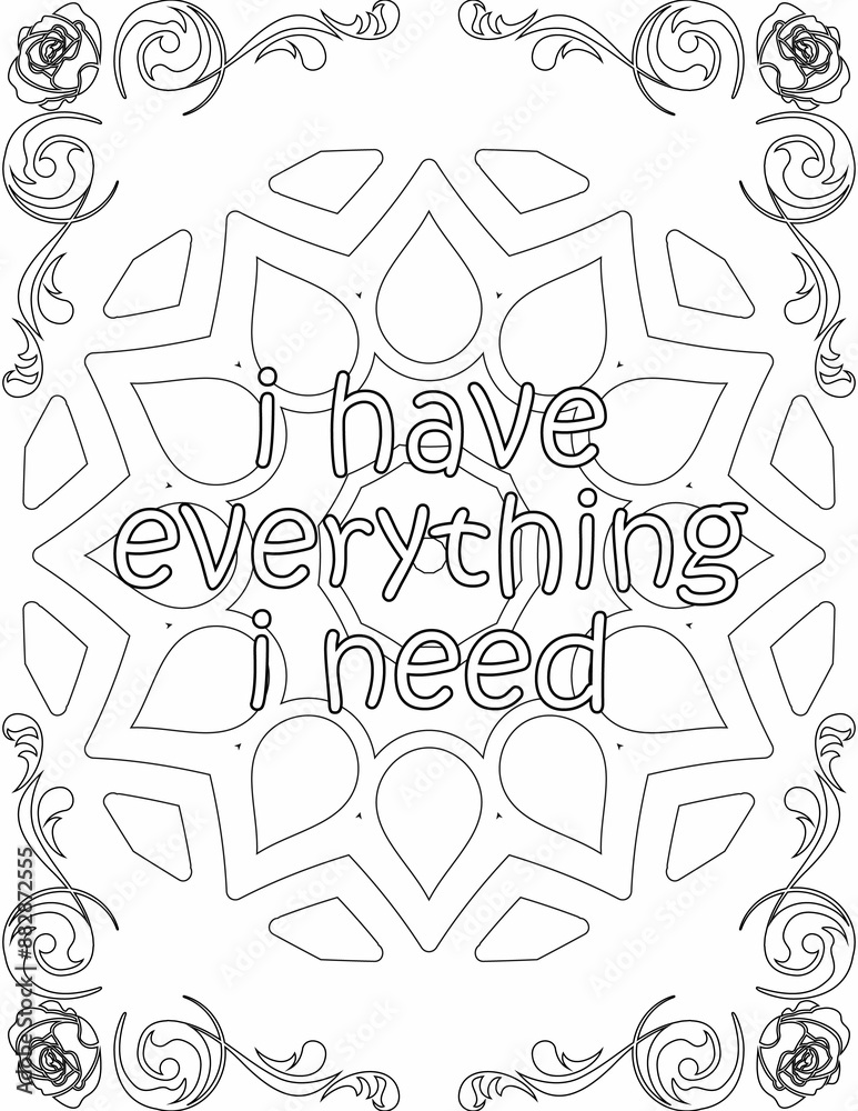 Printable mandala coloring page for kids and adults with motivational ...