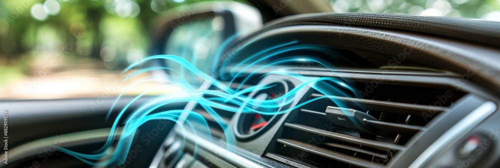 Car dashboard air conditioner infographic airflow, temperature, and ...