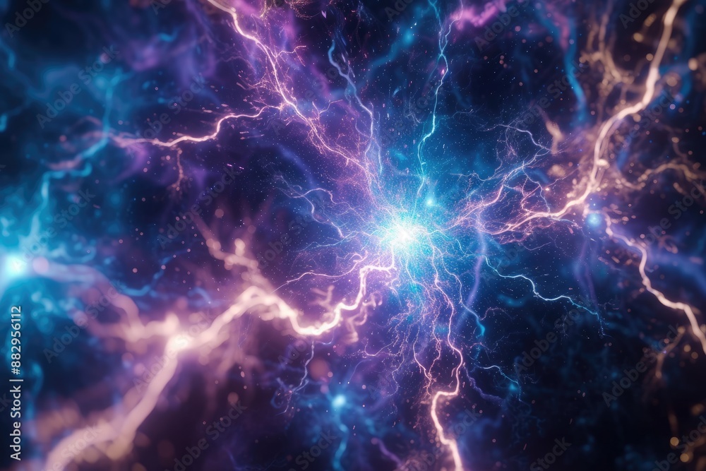 Radiant electric blue nebula-like energy A visualization of magnetic ...