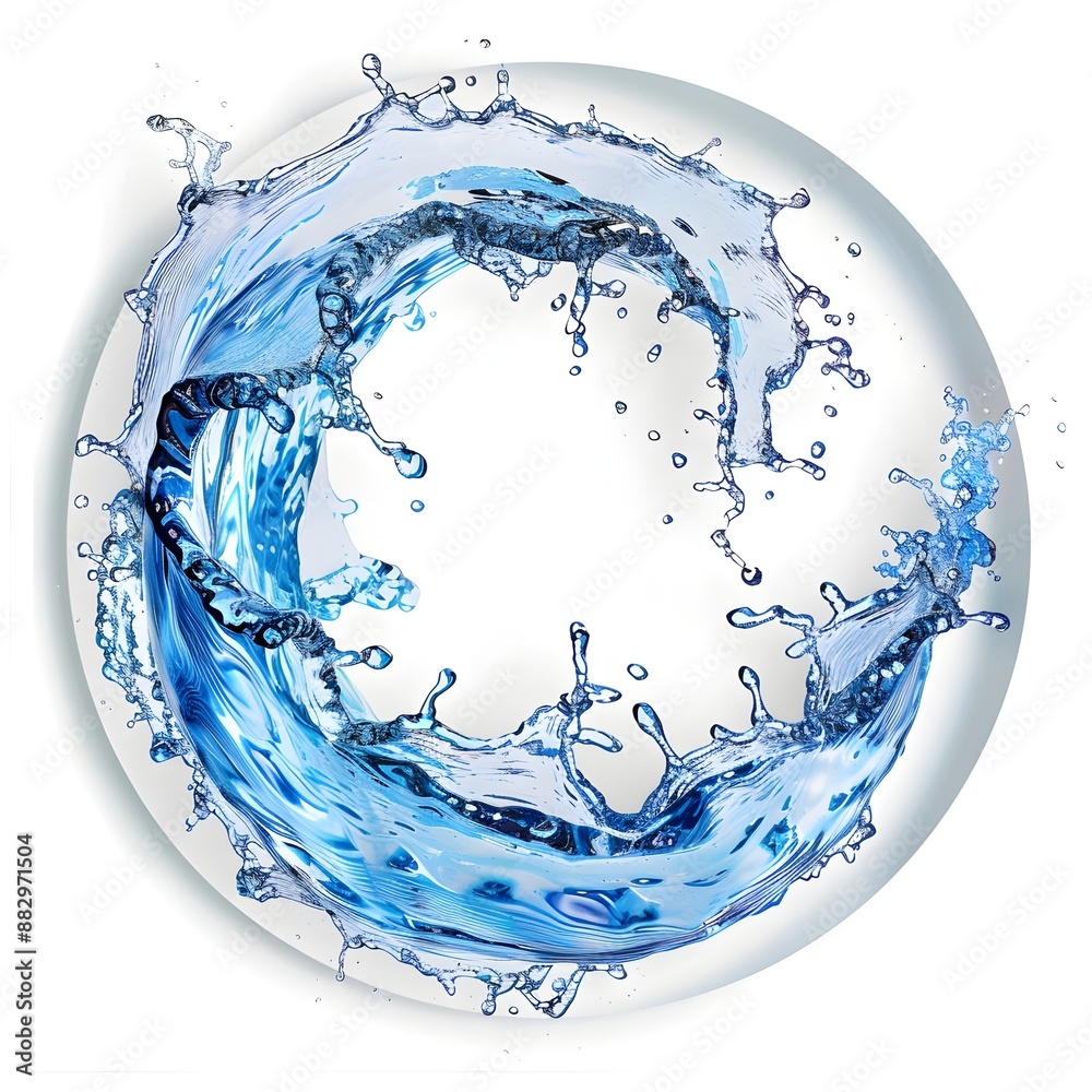 Water element, sphere shape, transparent water wave, white background ...