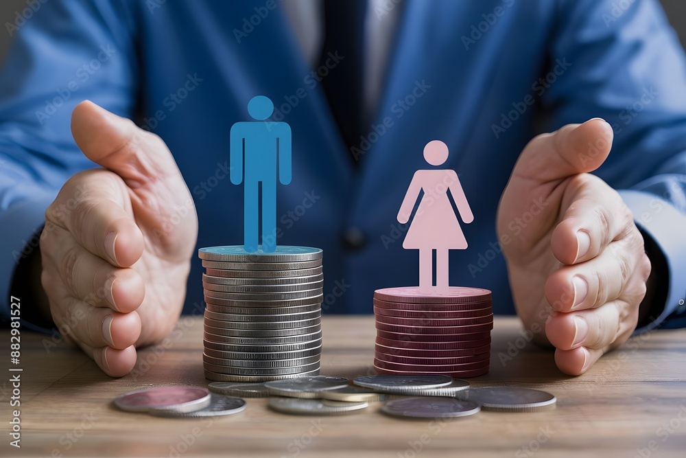 Visual Representation of Gender Pay Disparity: Male and Female Figures ...