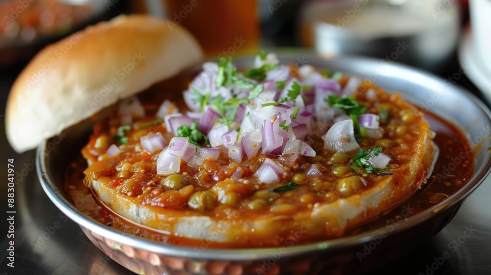 Misal pav is a popular Maharashtrian street food of usal sprouts curry ...