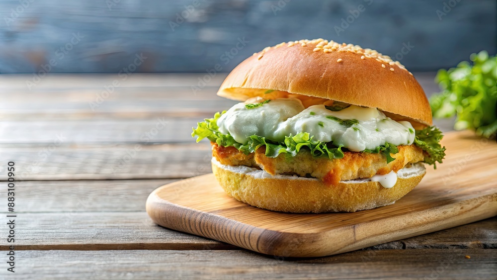 Backfisch fish fillet with remoulade in a bun , seafood, German cuisine ...
