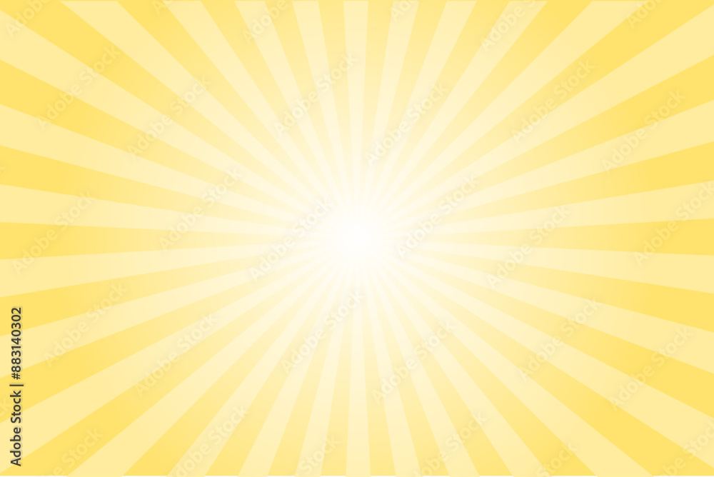 Sun ray vector tan yellow background. Radial beam sunrise or sunset ...