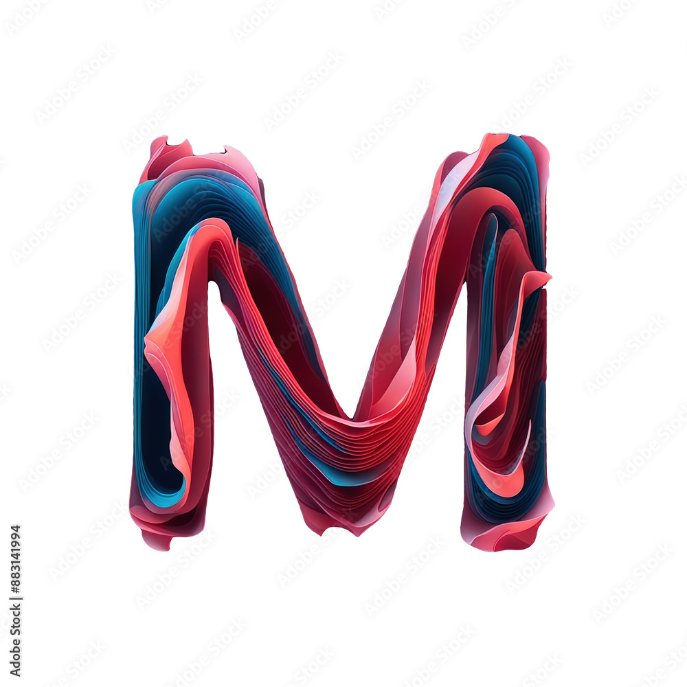 Letter M. Unique Abstract and Digital Fluid Design Artstyle. typography ...