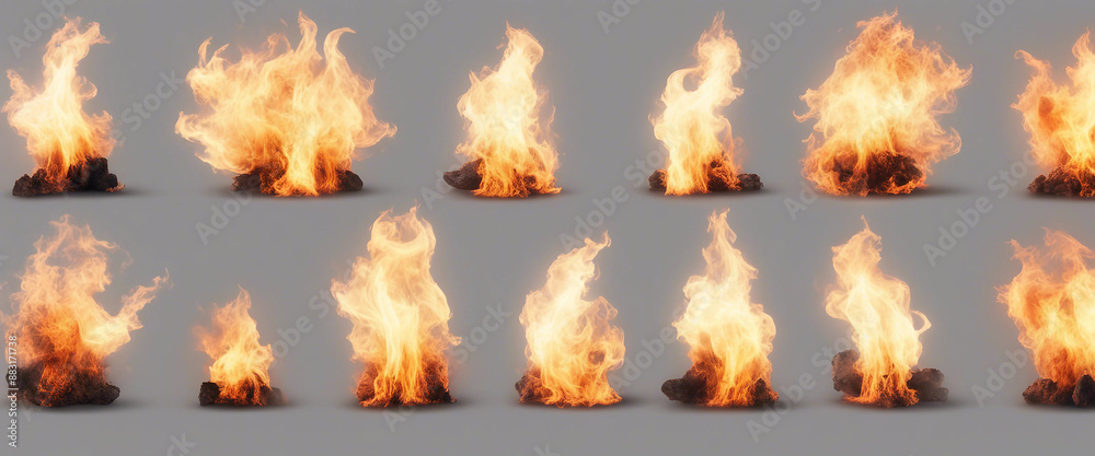 Realistic fire flame effect â set transparent background Fire flame ...