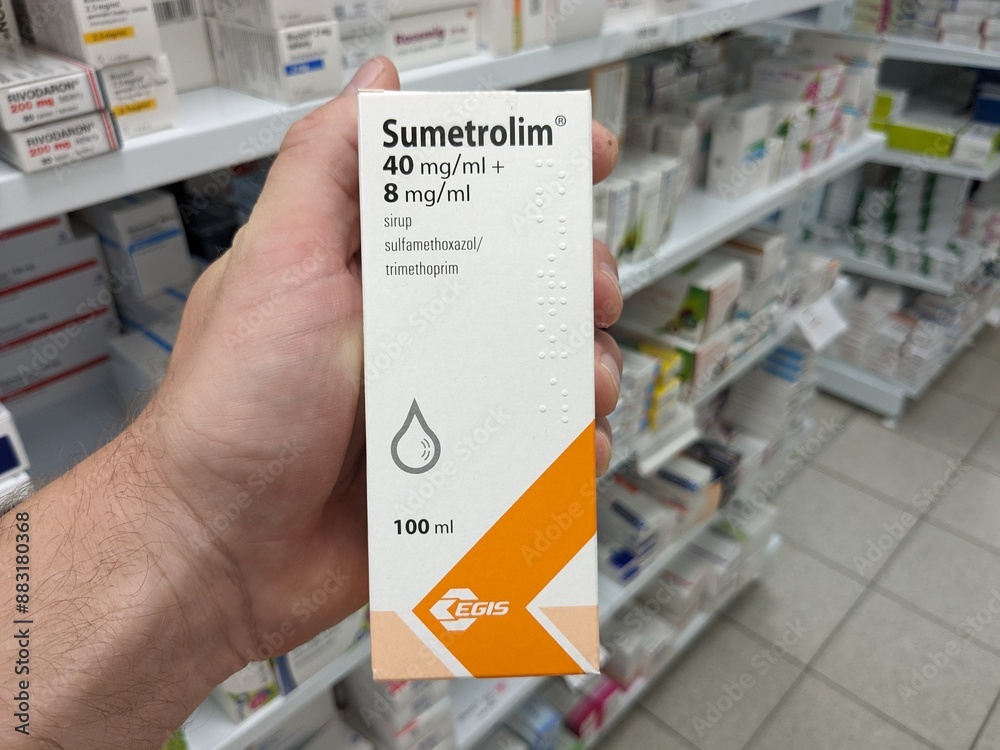 Prague, Czech Republic - July 10 2024: SUMETROLIM box of medication ...