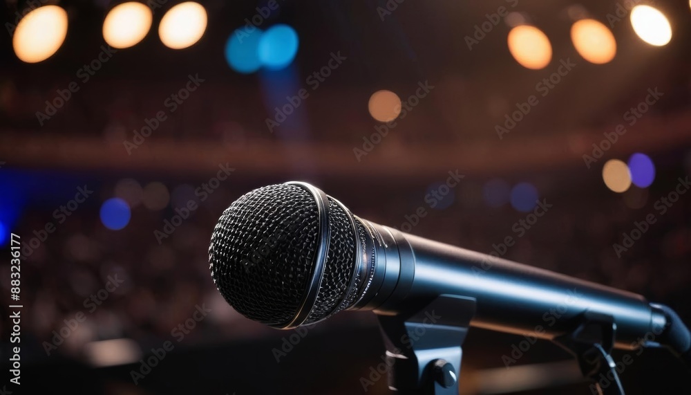 background ai microphone scene music microphone perform stage lighting ...