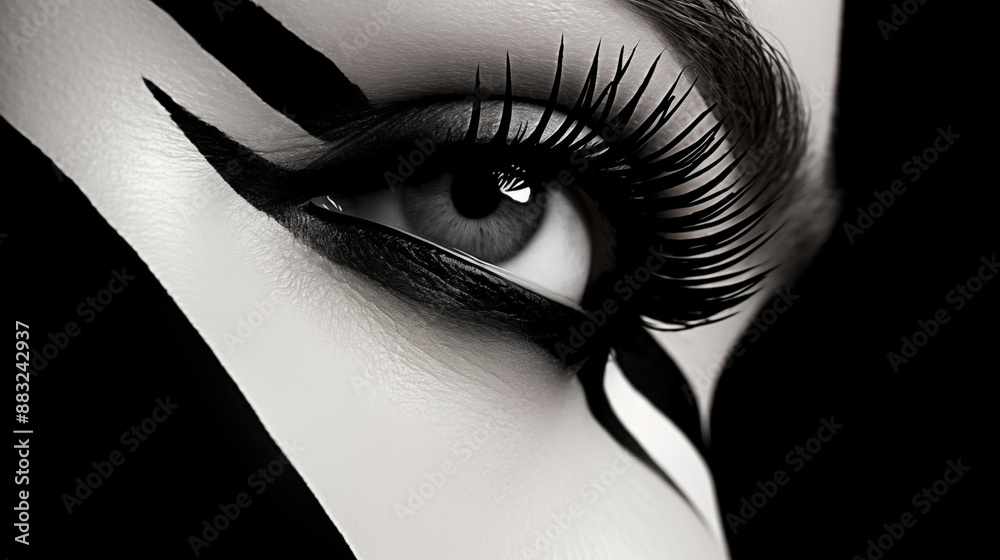 Hot eyes make up sic black and white eye Stock Photo | Adobe Stock