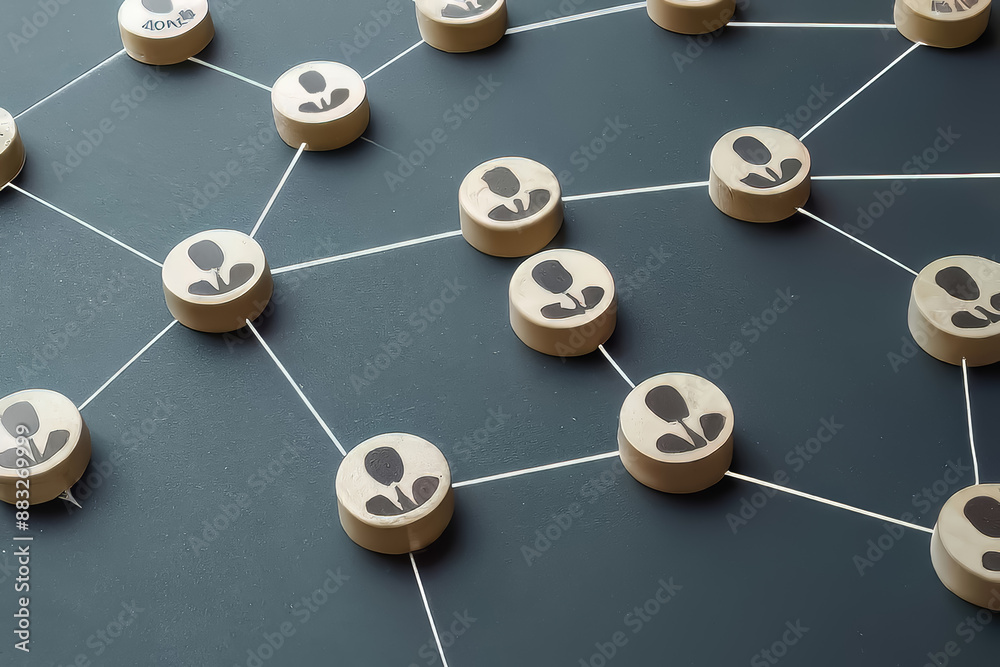 Network of interconnected people. Interactions between employees and ...