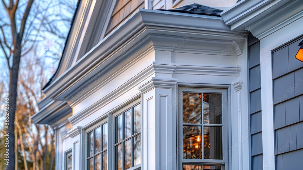 The architectural detailing around the windows of a Suburban Colonial ...