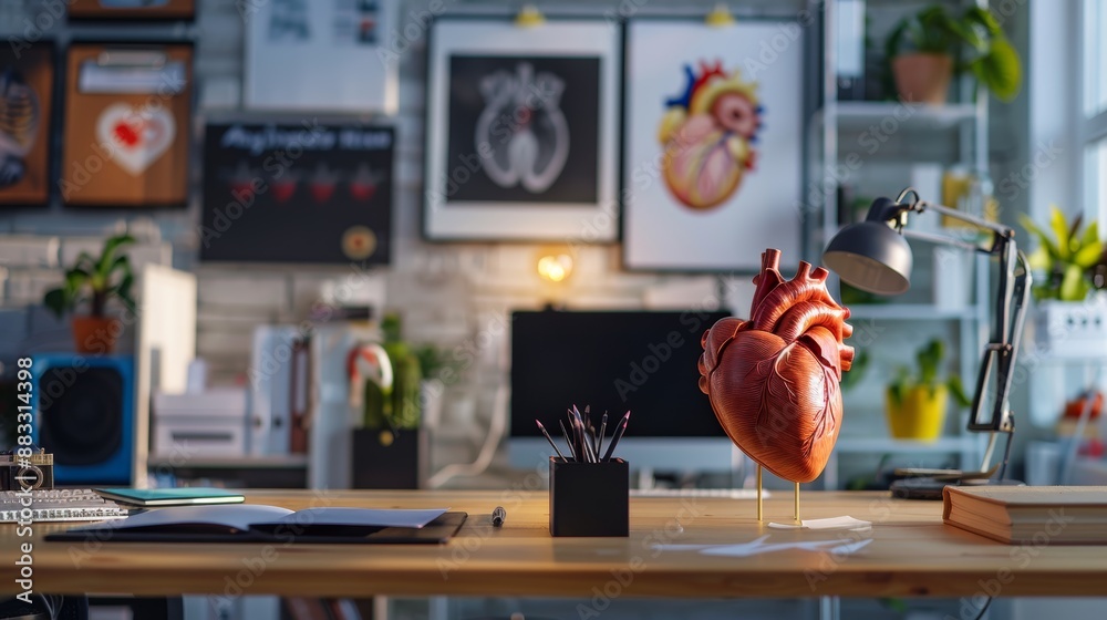 Doctor's Office with Heart Anatomy Poster and Model Heart for Medical ...