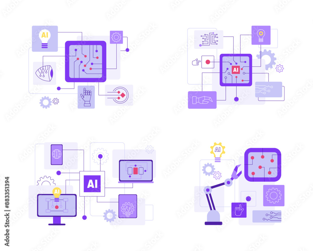 Smart robotics with artificial intelligence. AI-powered search, machine learning, digital ...