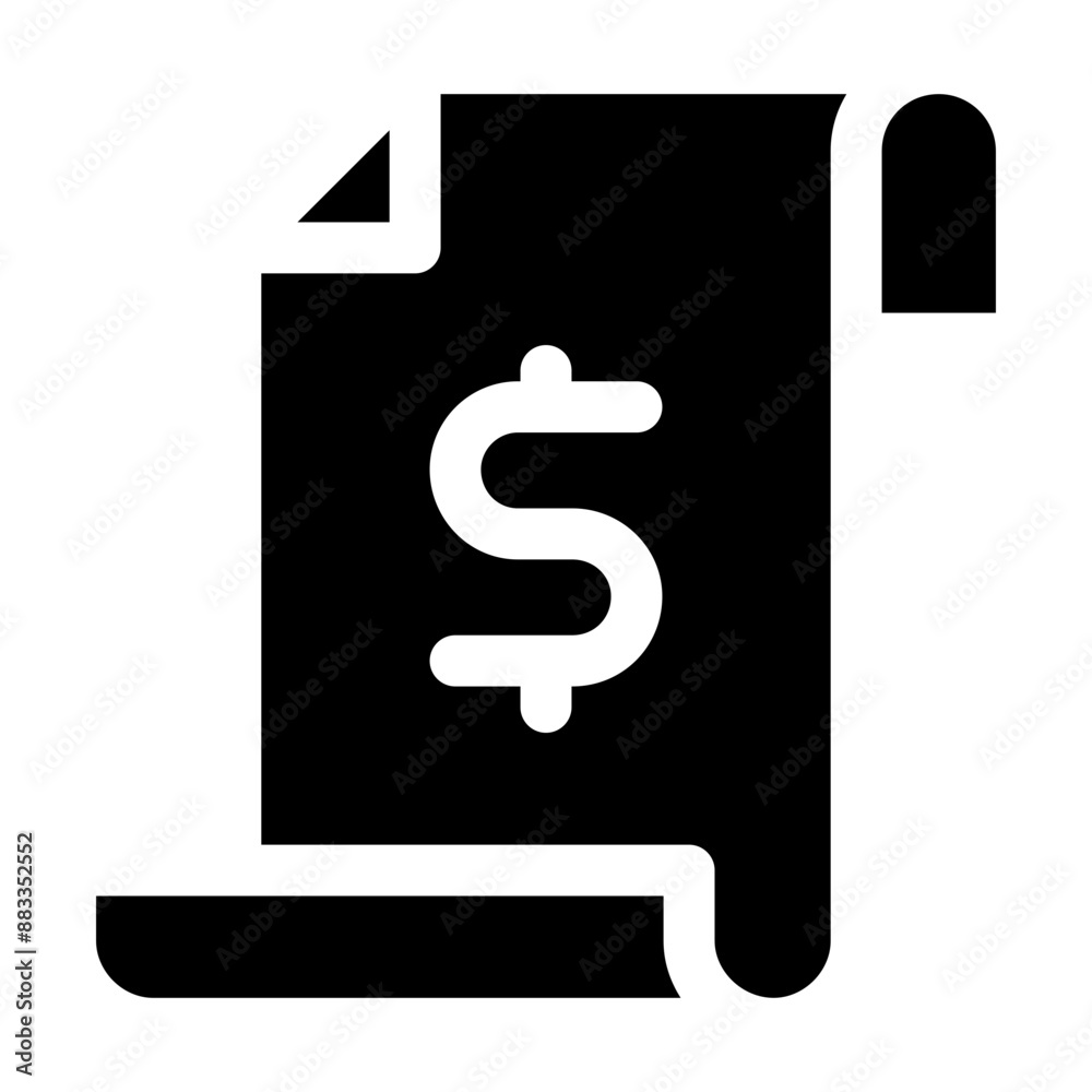script icon glyph, with artboard size 64px, for price, order, payment ...