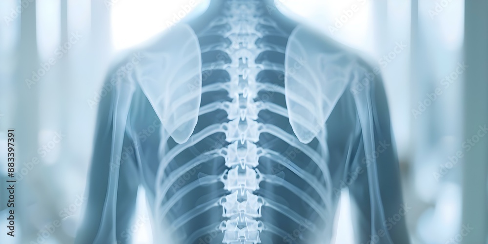 Fotografie Xray image of mans spine with disc herniation natural light ...