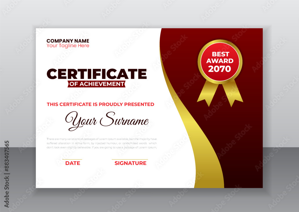Red certificate appreciation, Education certificate template, award ...