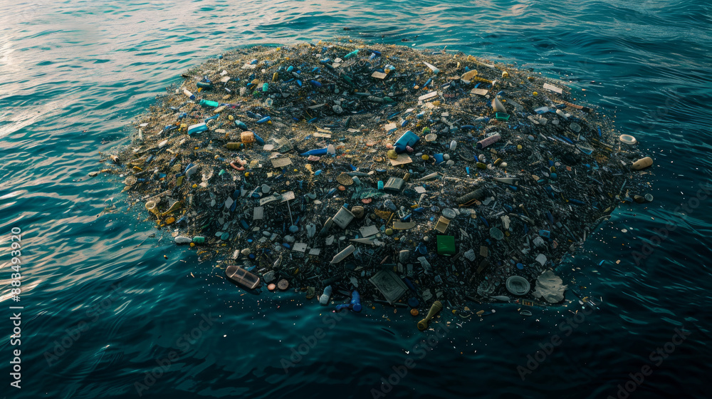 Huge island of plastic waste in the ocean, known as the Great Pacific ...