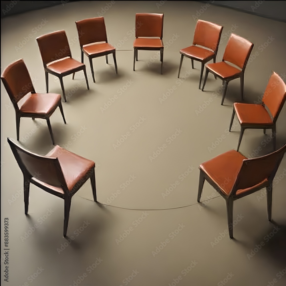 "Isolation and Connection: Empty Chairs in a Circle Symbolizing Group ...