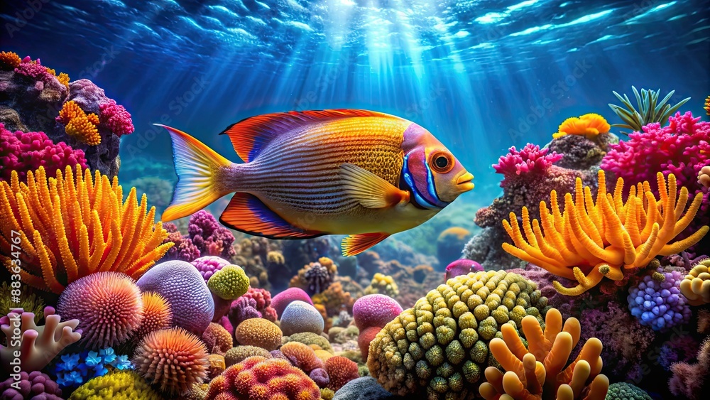 Fish under water swimming in a colorful reef , marine life, underwater ...