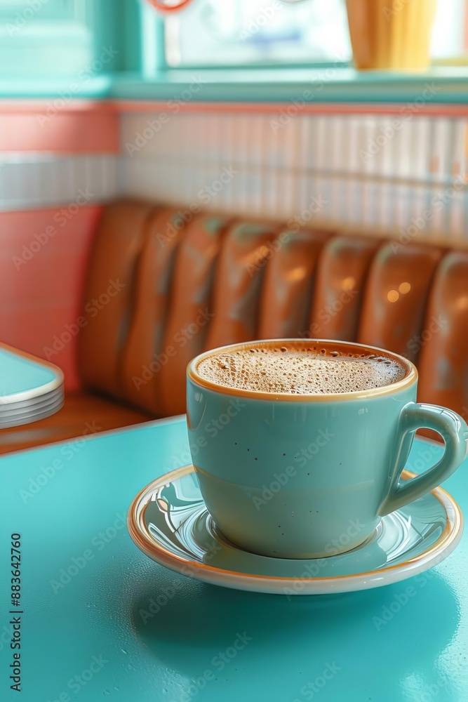 A vintage coffee poster with a retro color palette and classic ...