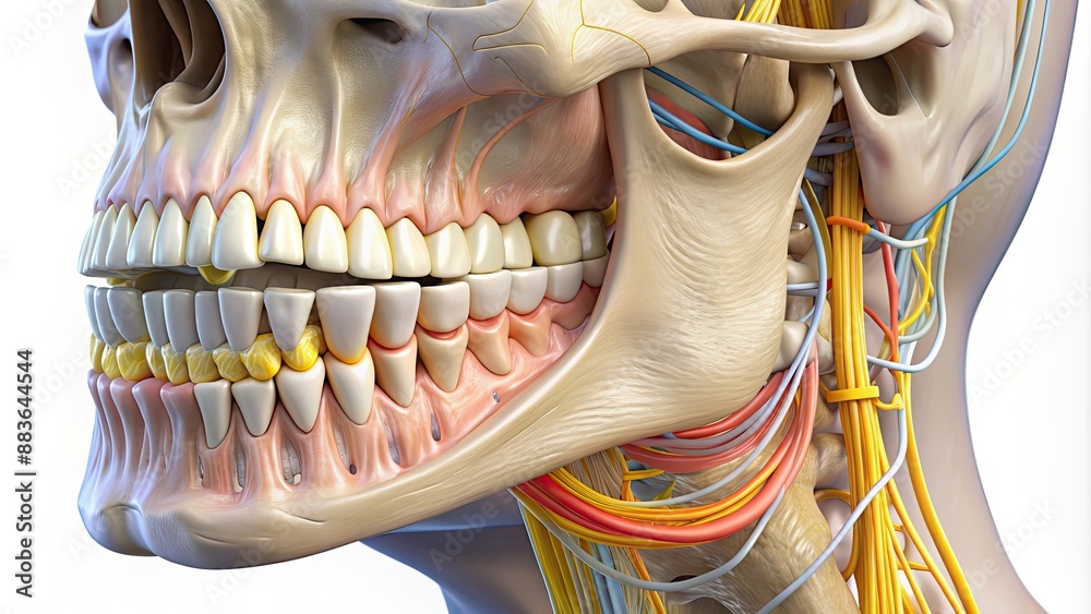 render of mandibular arch with inferior alveolar nerve block, dental ...