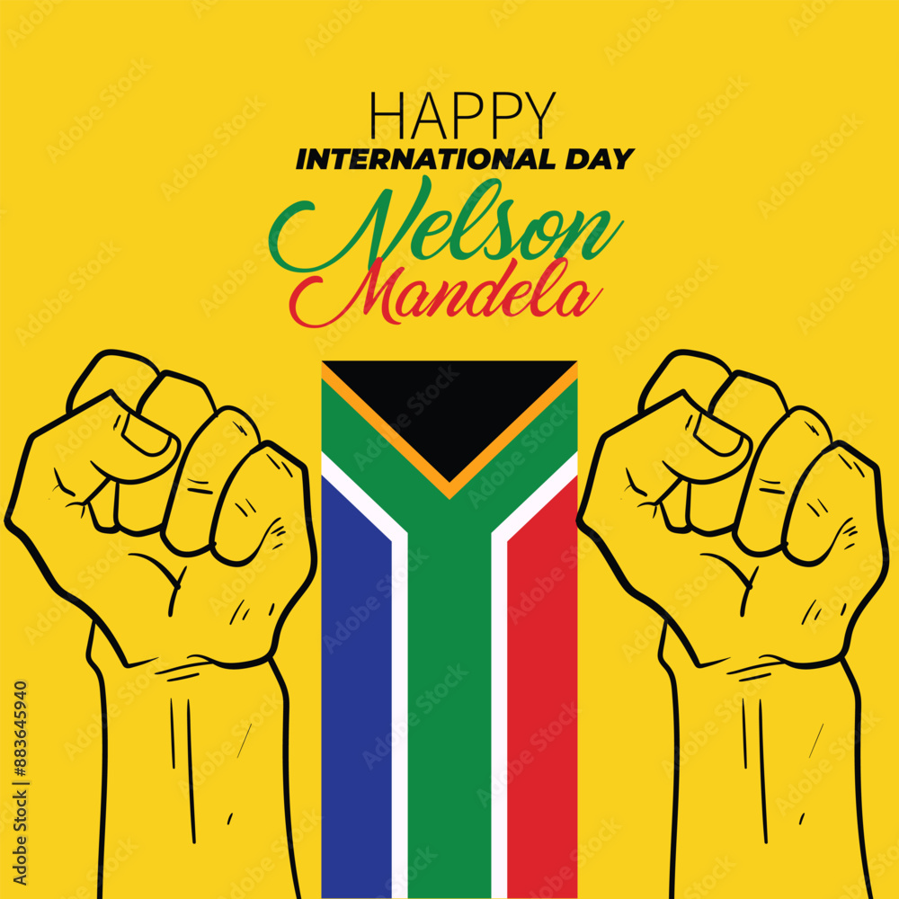 Banner Celebrate International Nelson Mandela Day July 18. Text design ...