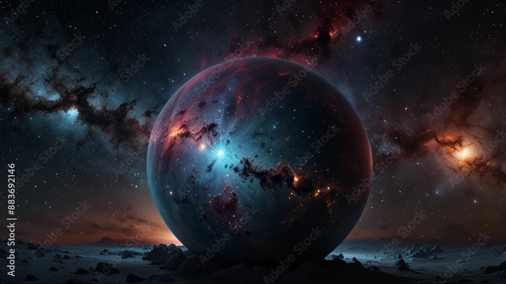 Space background with nebula and stars in 360-degree equirectangular ...