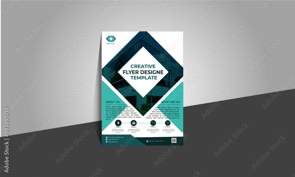 Creative flyer mock-up design template. Nice color combination four ...