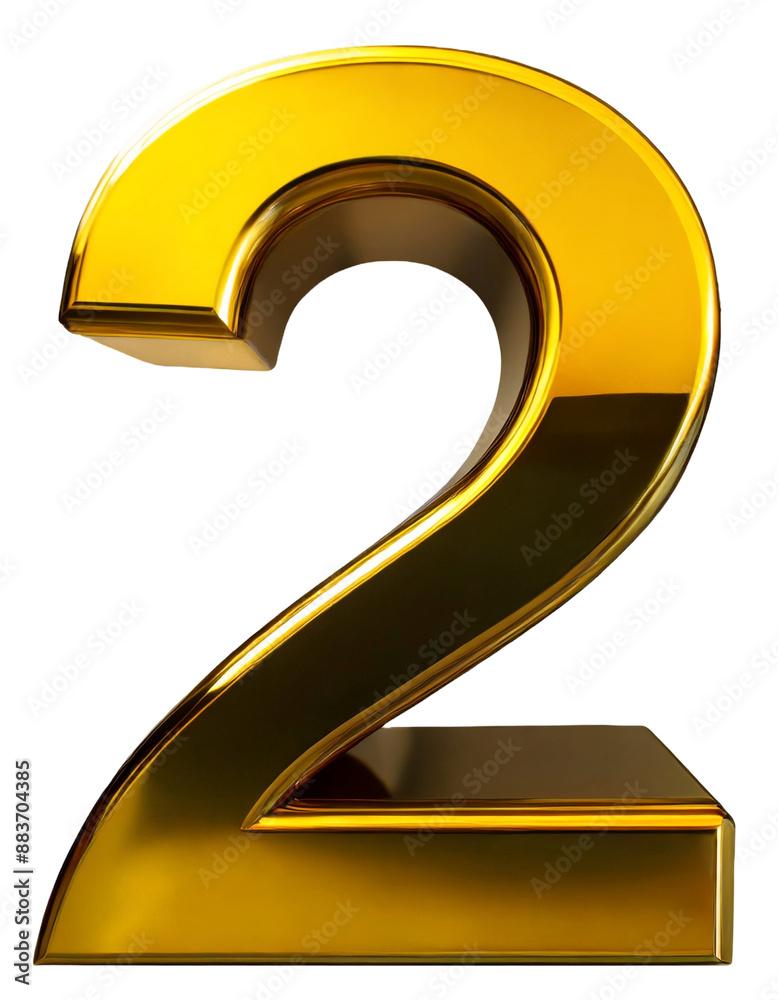 3d golden font number 2 Stock Illustration | Adobe Stock