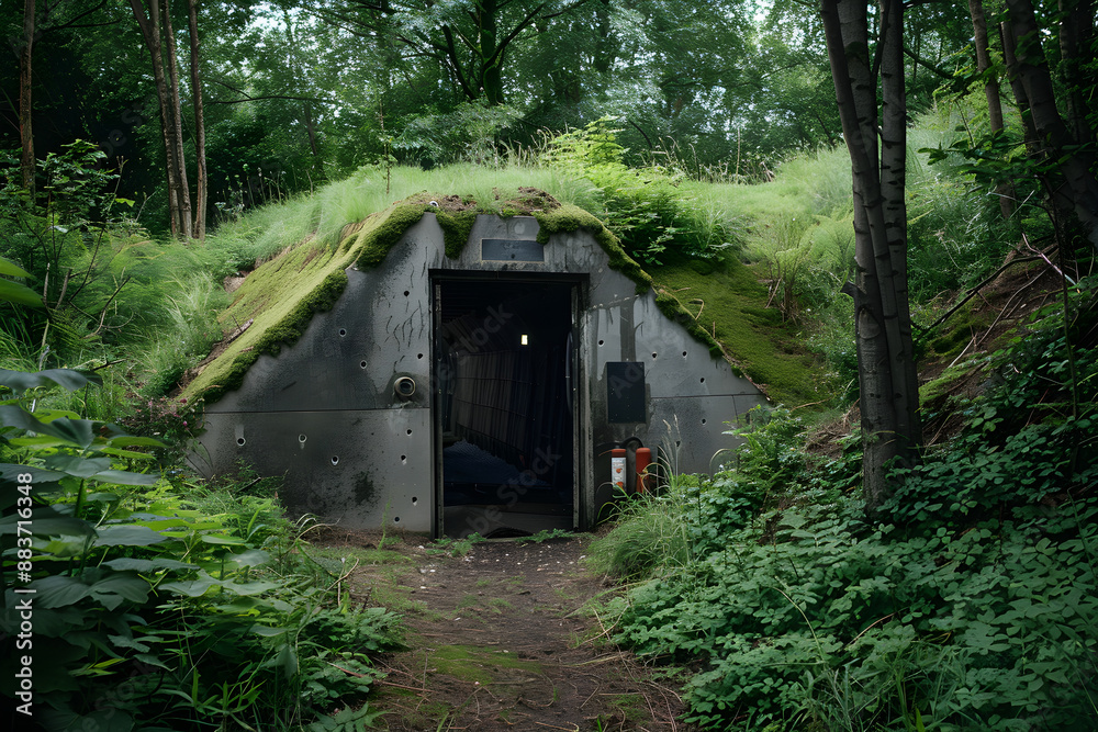 Fortified Underground Bunker Concealed in Dense Vegetation with ...