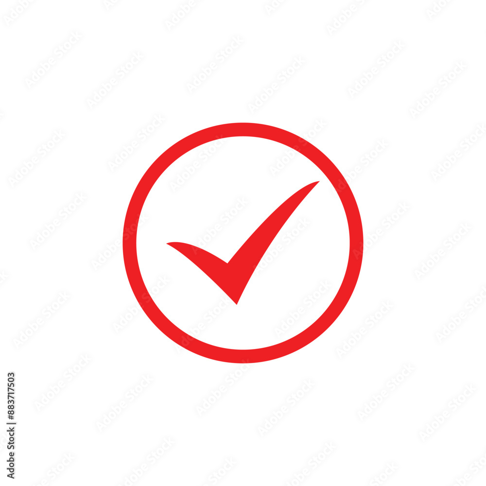 check mark icon, symbol vector. tick mark with checkbox icon. red ...