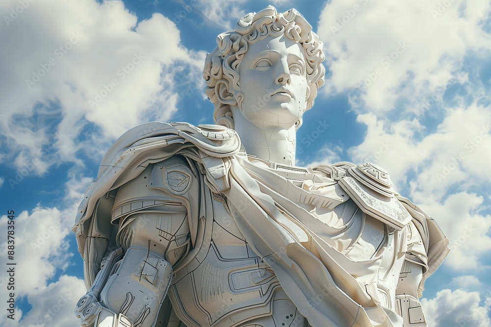 Realistic Greek God Apollo Majestic Robotic Statue, Minimalist and ...