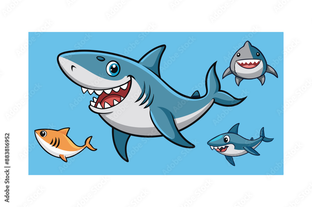 Cartoon sharks comic shark animals scary.eps Stock Vector | Adobe Stock