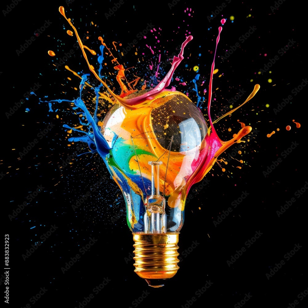 Abstract Computer Wallpaper with Creative Light Bulb Emitting Colorful ...