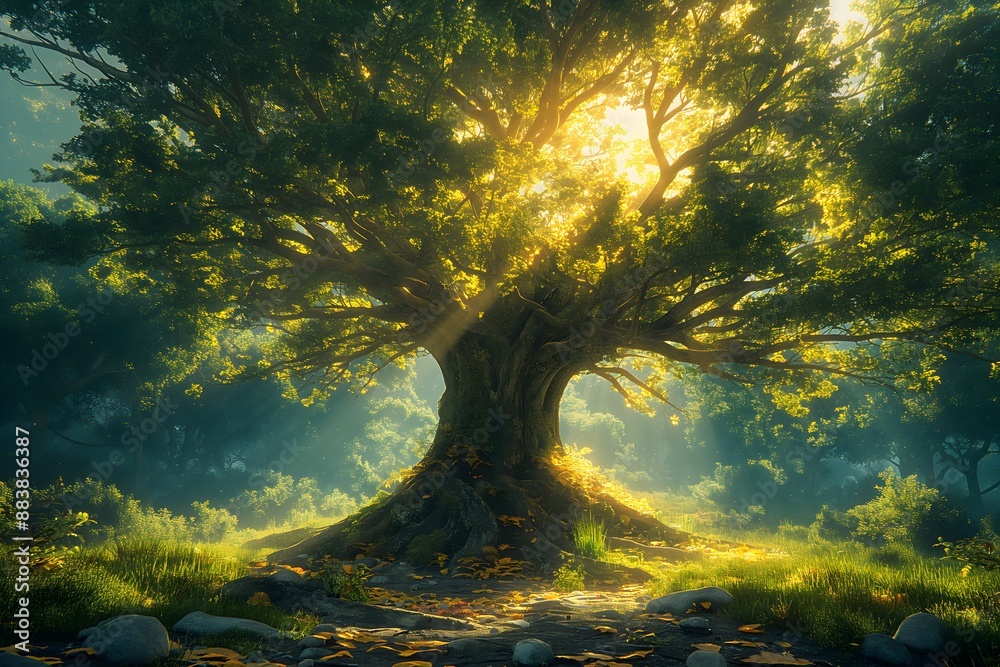 Biblical illustration, the Tree of Life whose fruit was eaten by Adam ...