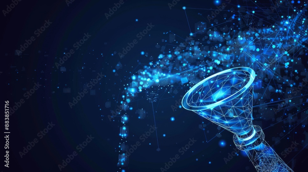 Data analysis and exploration concept. Blue background with abstract ...