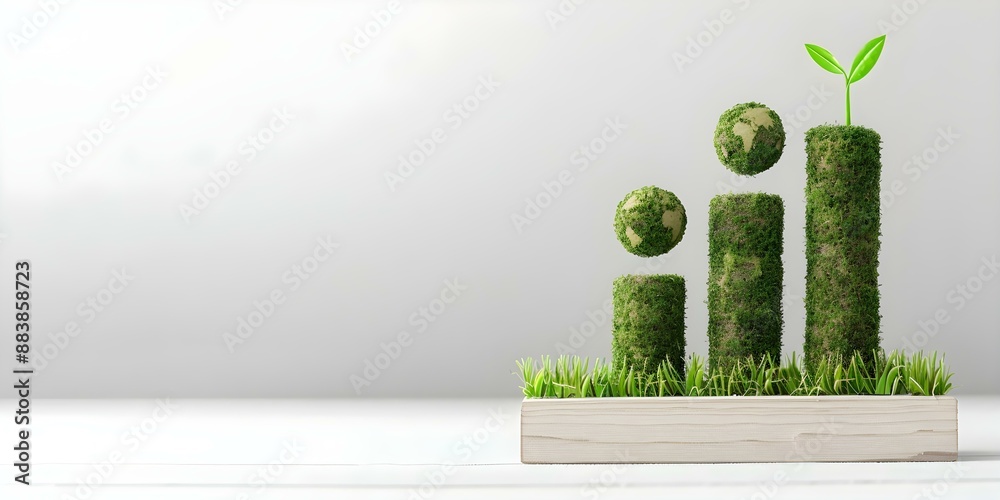 Ilustración de Stock 3D bar graph globe representing growth of green ...