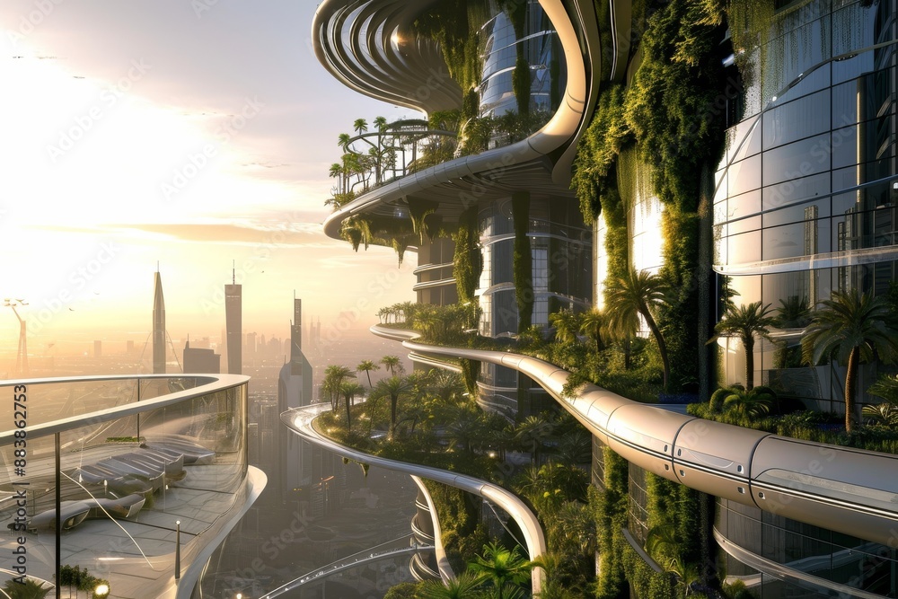 A cityscape with the tallest buildings in the world towering over the ...