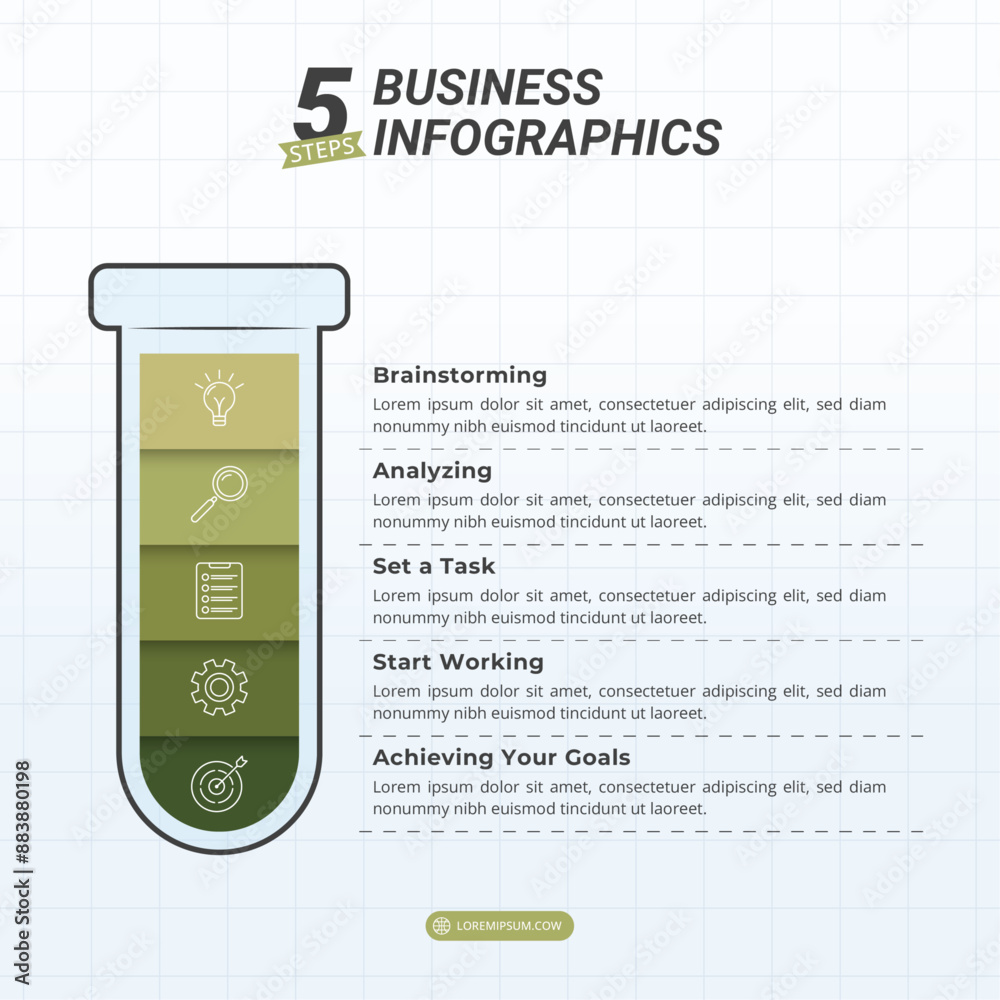 5 Step Success Formula Infographics with Editable Text on a 1:1 ratio ...