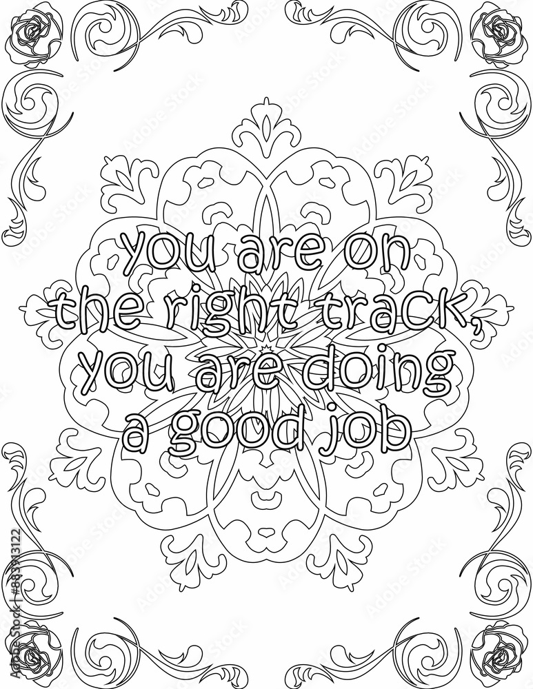 Printable mandala coloring page for kids and adults with motivational ...