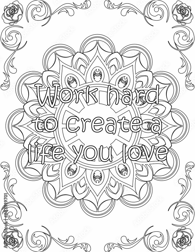 Printable mandala coloring page for kids and adults with motivational ...