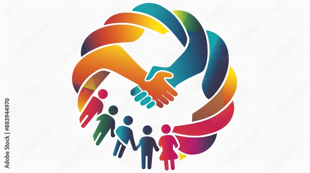 People holding hands in a circle. Abstract. Simple logo style. Stock ...