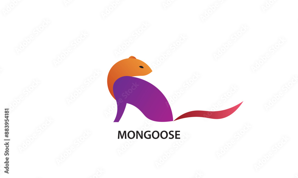 Mongoose logo design, minimalist silhouette logo of mongoose animal ...