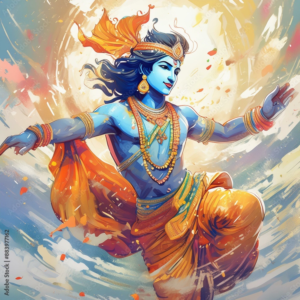 Dancing Lord Krishna digital art Stock Photo | Adobe Stock