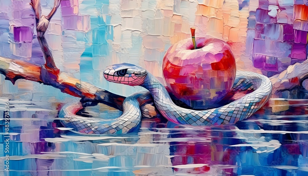 The Forbidden Fruit - The Red Apple of Garden of Eden - The Snake ...