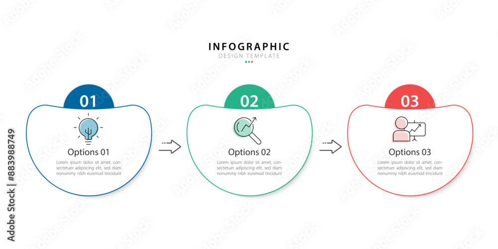 Infographic 3 Step timeline journey, calendar Flat simple infographics design template ...
