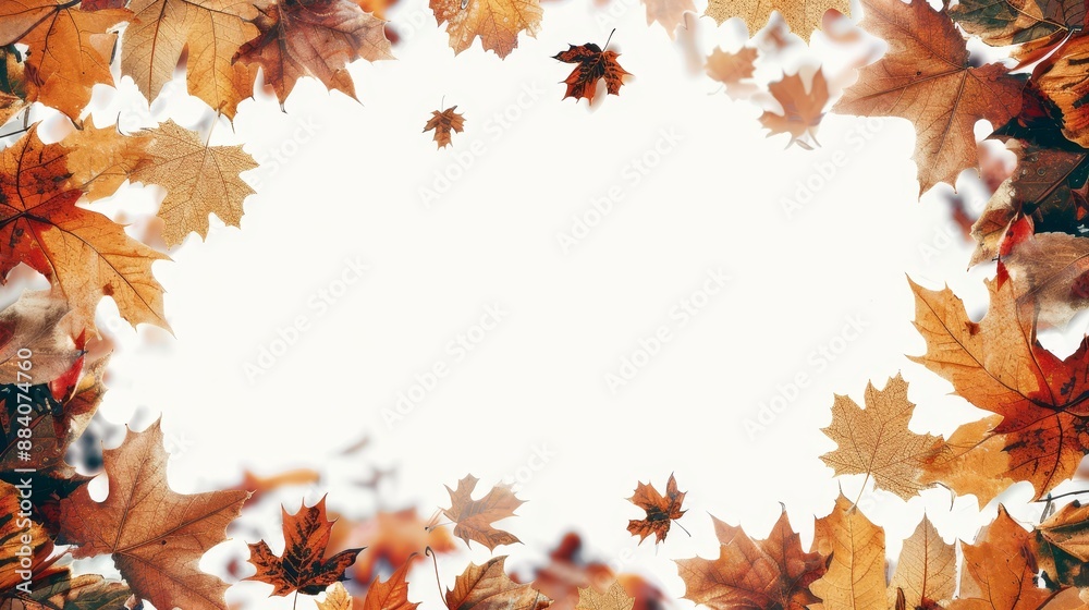 Autumn leaves with overlay texture and generous copy space for design ...