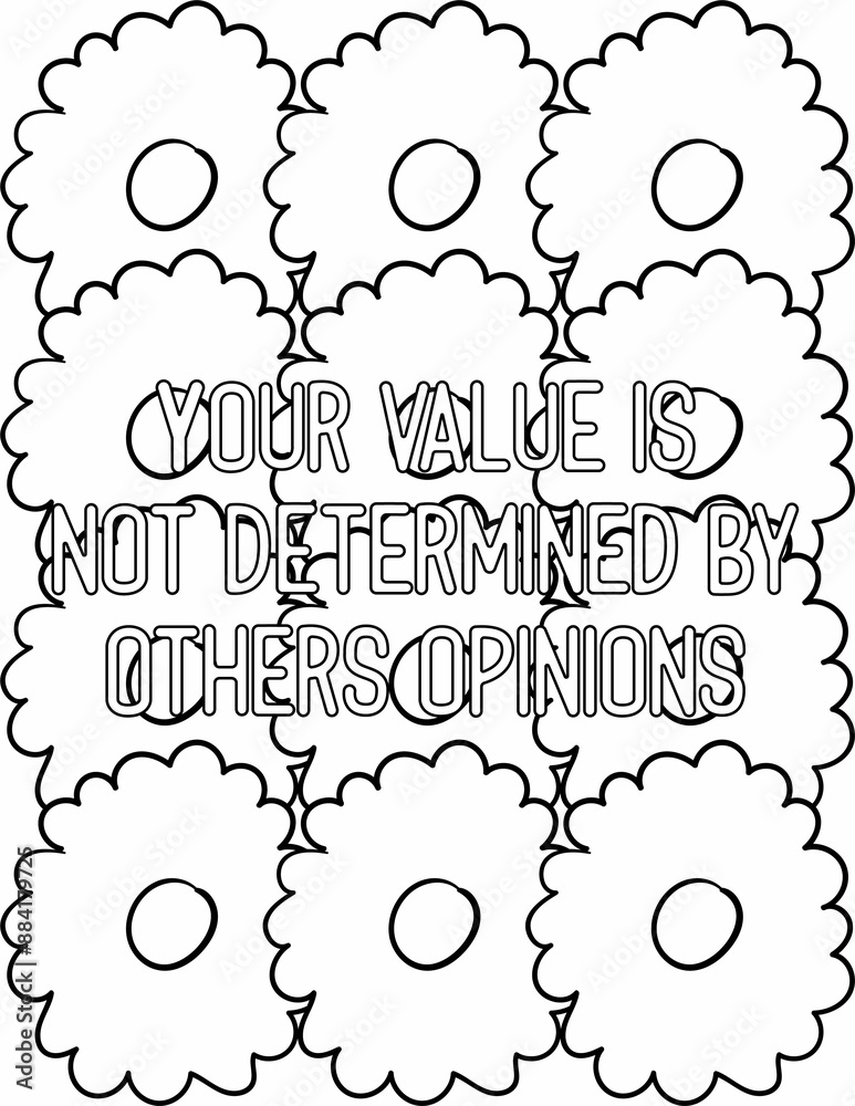 Printable floral coloring page for kids and adults with motivational ...