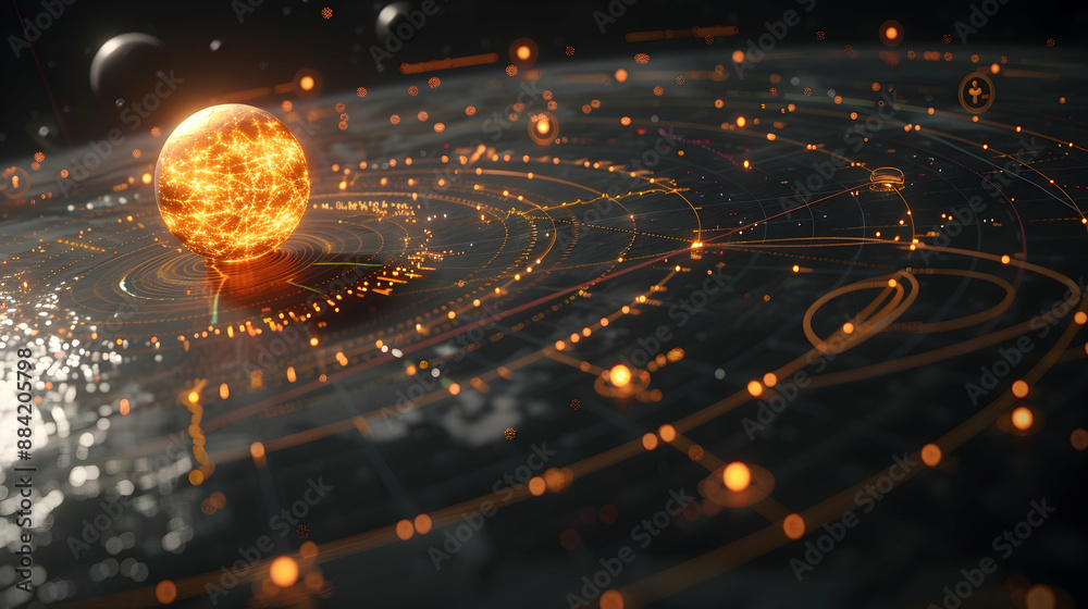 An infographic showing the orbit of a solar planet within a binary star ...